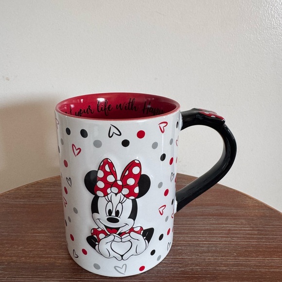 Disney | Dining | Disney Minnie Mouse Polka Dot Mug Red And Black ...